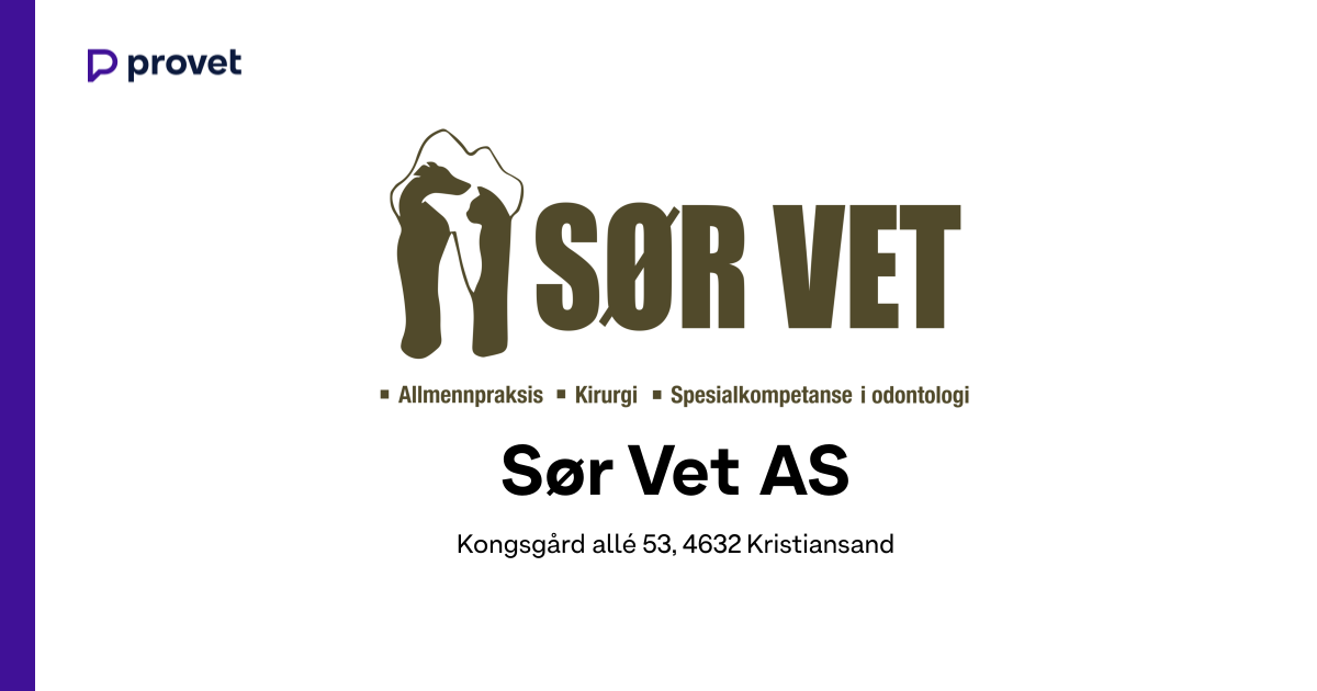 Bestill en veterinæravtale | Sør Vet AS, Kristiansand | Provet.com